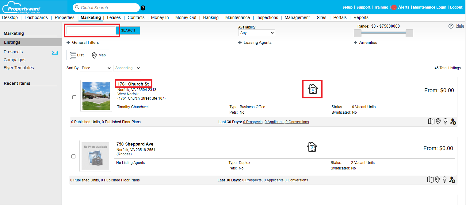 Viewing and Editing Units in Listings