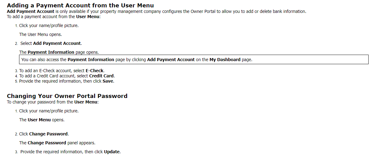 Using the Owner Portal