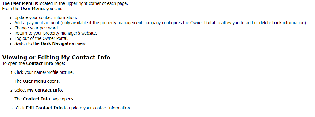 Using the Owner Portal