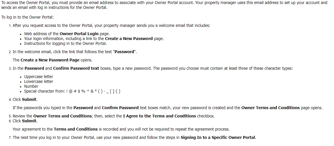 Using the Owner Portal