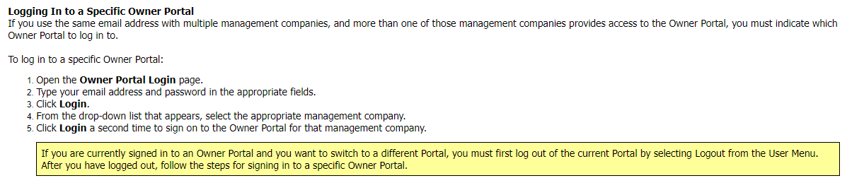 Using the Owner Portal
