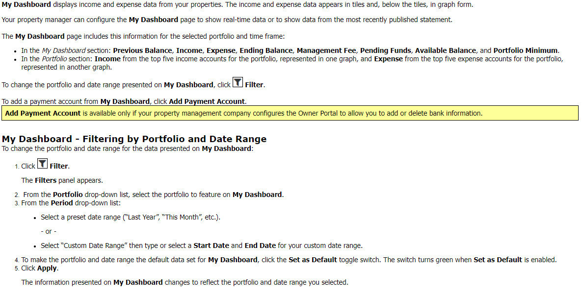 Using the Owner Portal