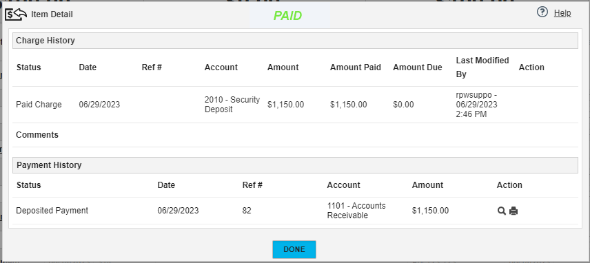 Viewing Charge Item Detail