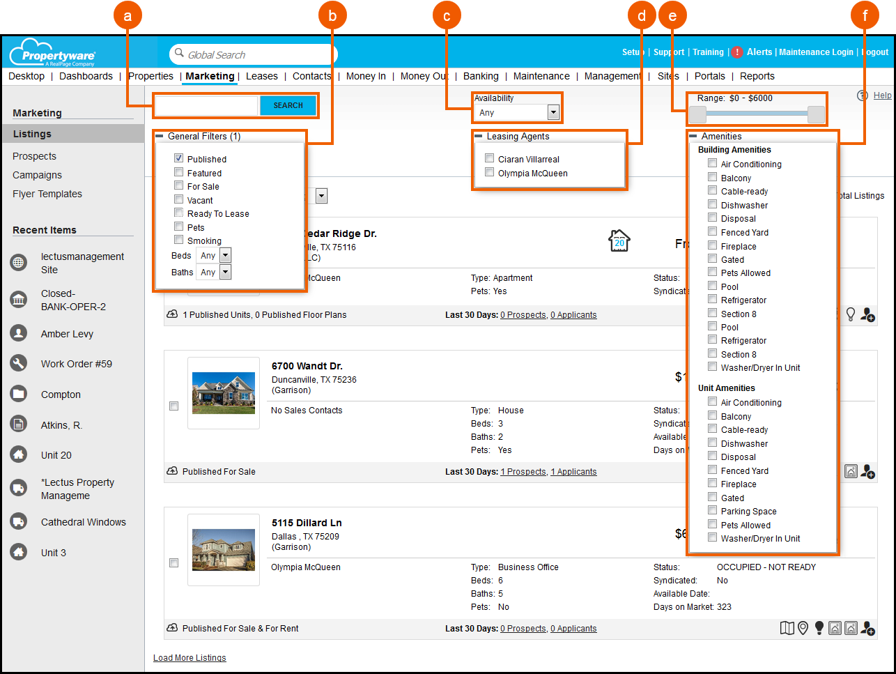 Searching in Propertyware