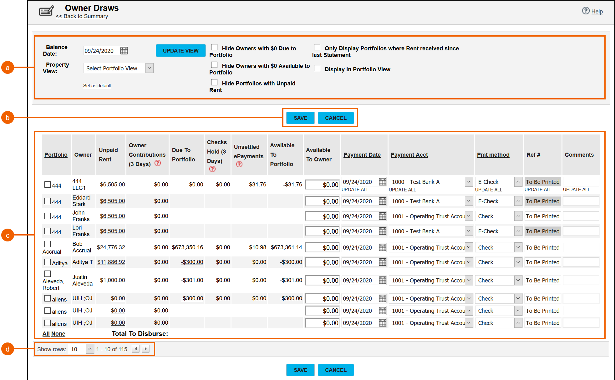 Post All Owner Draws